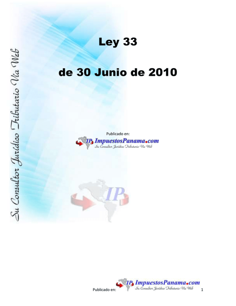 Ley 33 de 30 Junio 2010