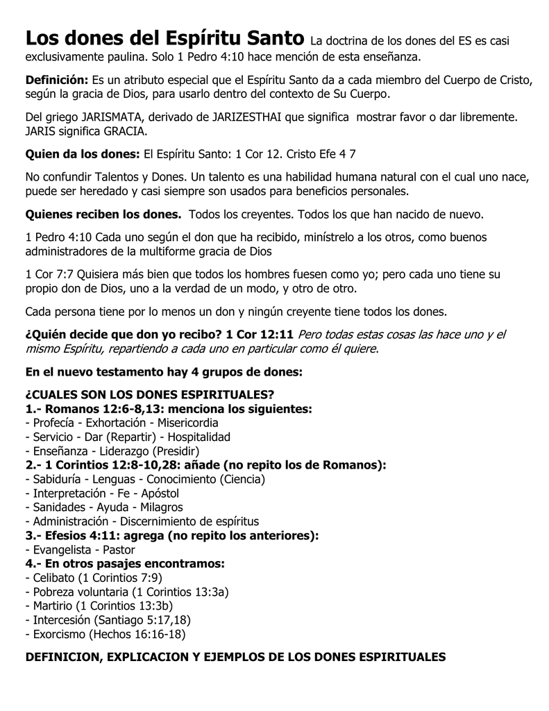 Los Dones del Espíritu Santo