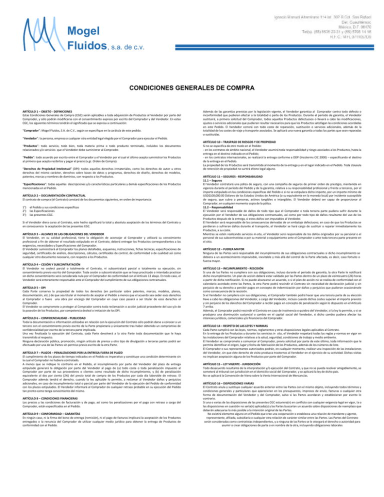 CONDICIONES GENERALES DE COMPRA