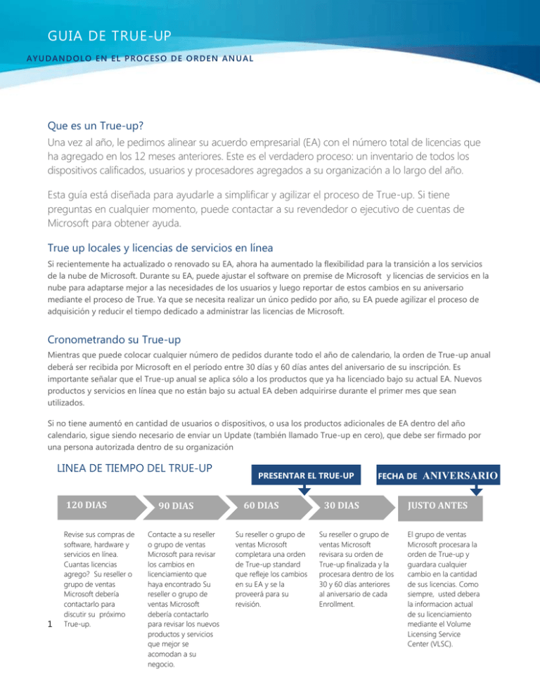 Guía de True-up - Center