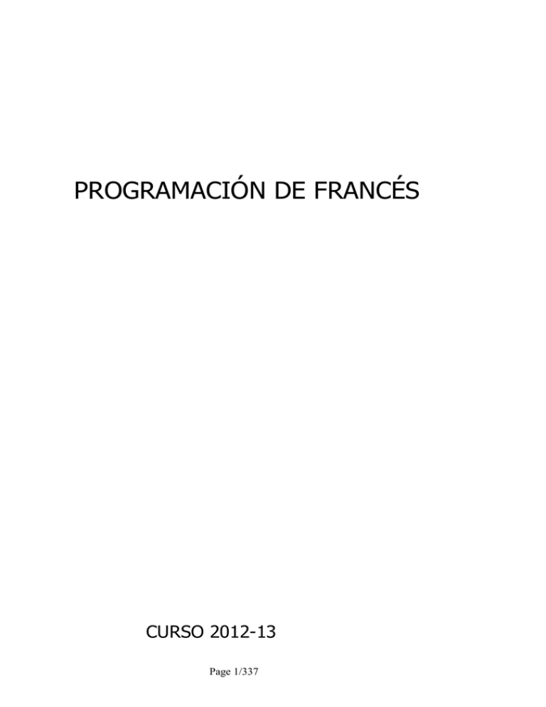 PROGRAMACIÓN DE FRANCÉS