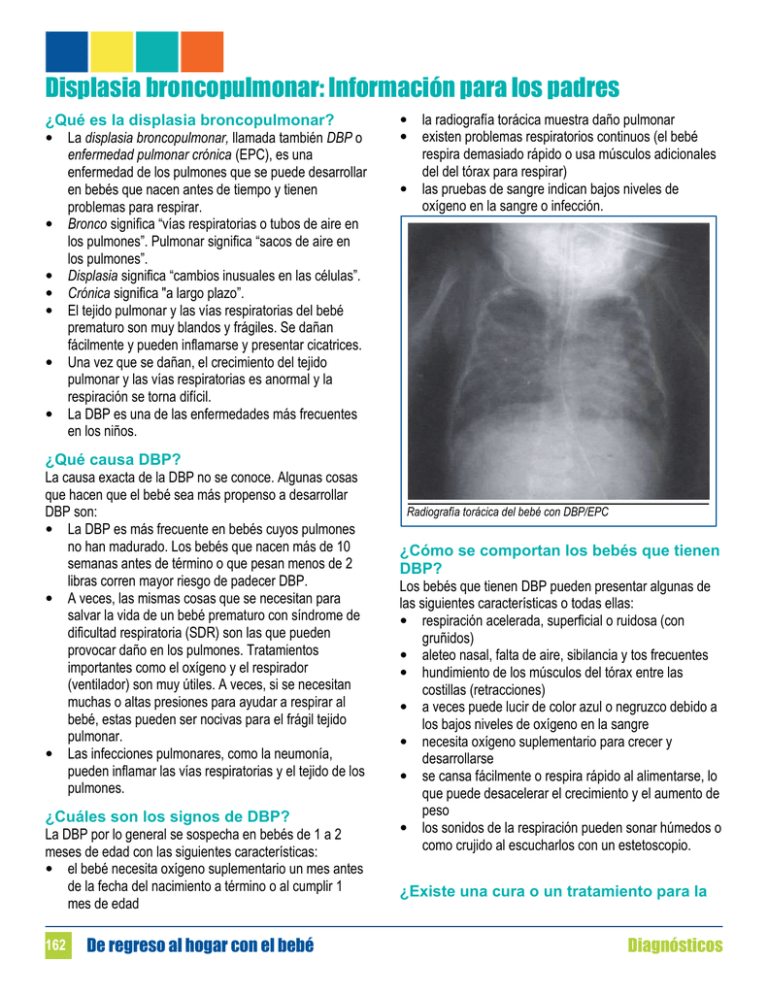 Displasia broncopulmonar: Información para los padres