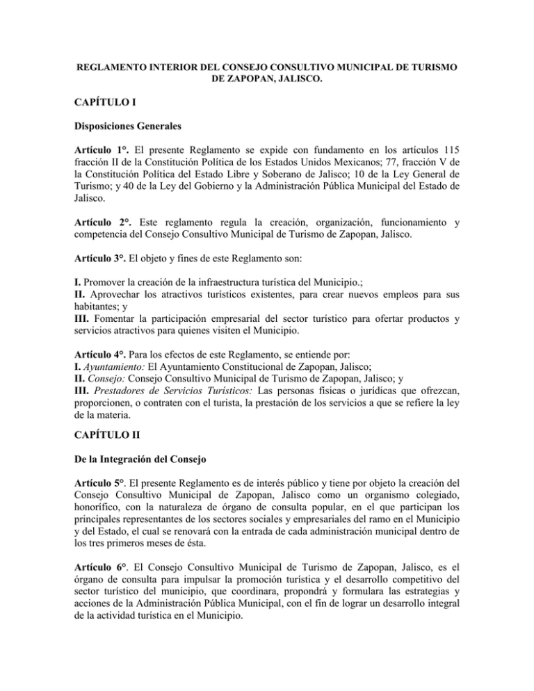 Reglamento Interior del Consejo Consultivo Municipal de Turismo