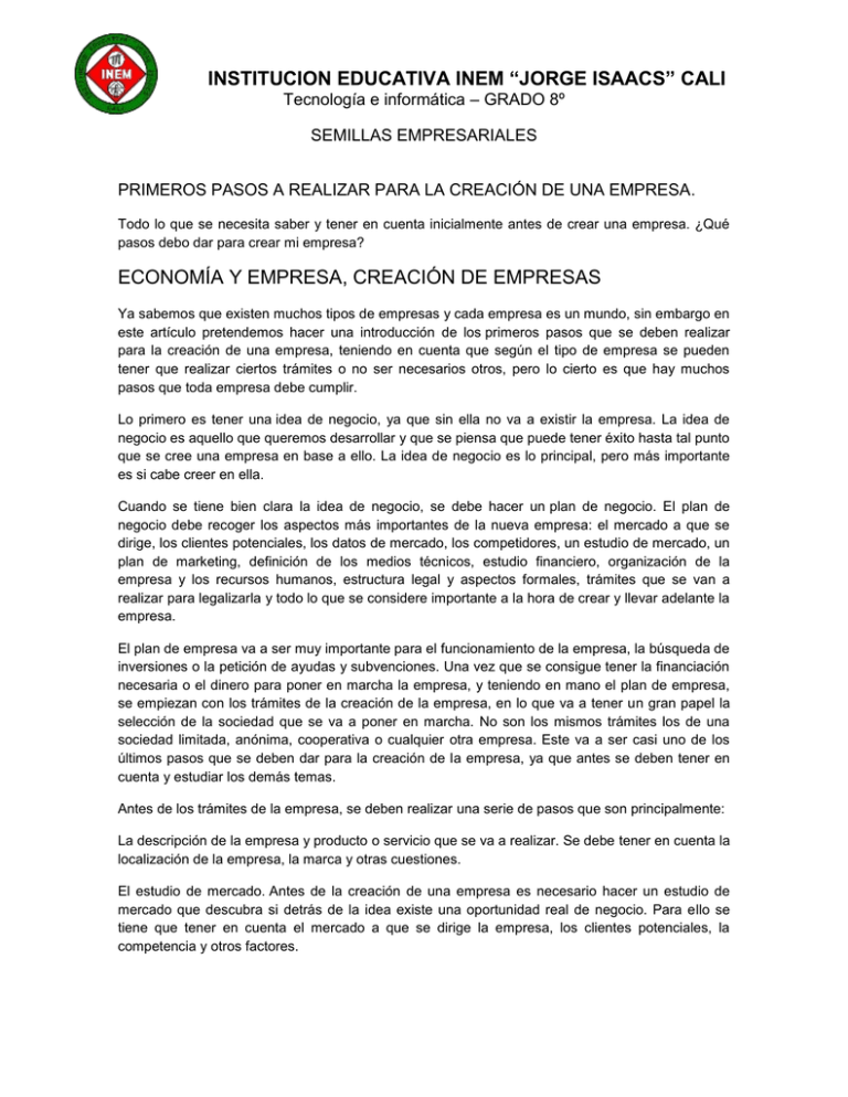 INSTITUCION EDUCATIVA INEM “JORGE ISAACS” CALI