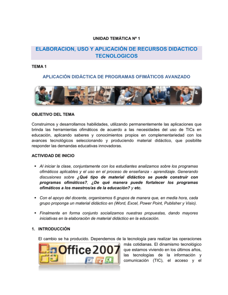 aplicación didáctica de programas ofimáticos avanzado