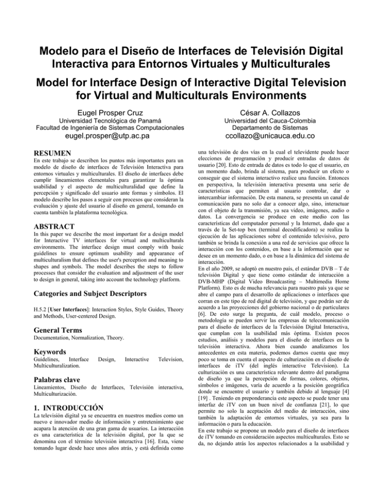 Modelo para el Diseño de Interfaces de Televisión