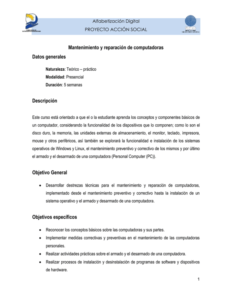 Mantenimiento y reparación de computadoras