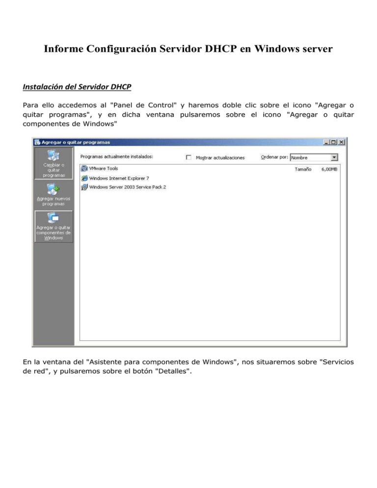 Informe Configuración Servidor DHCP en Windows server - ASI