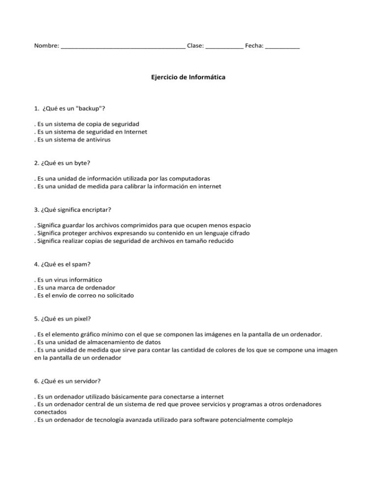 Ejercicio de Informática