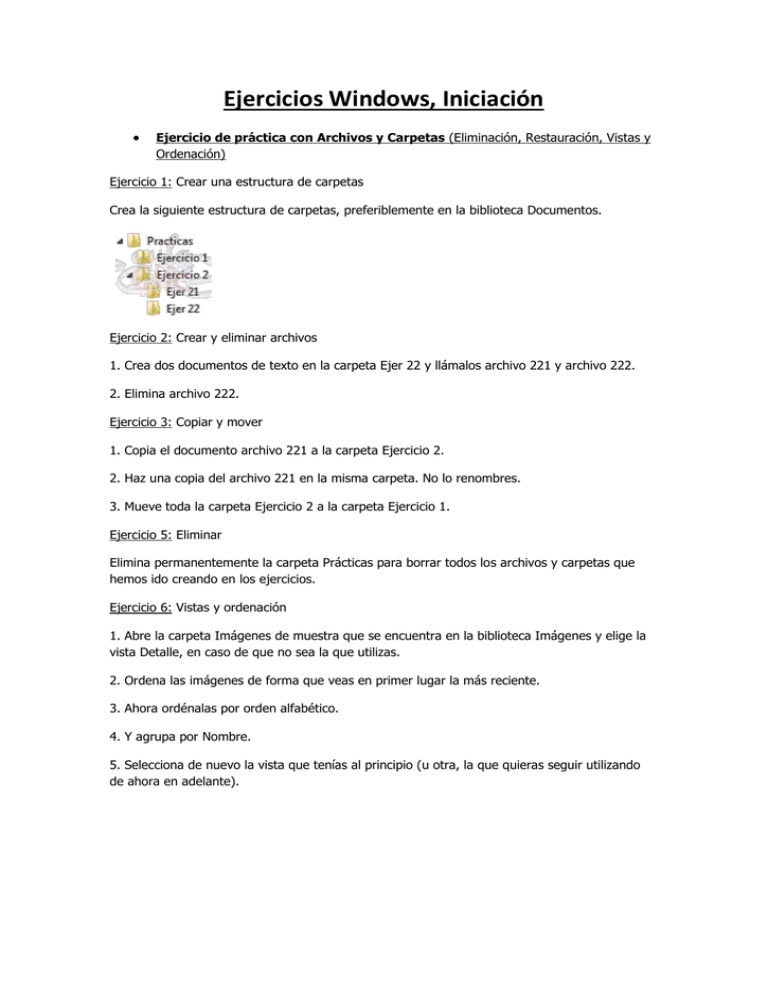 Bloque I. Ejercicios Windows Iniciación