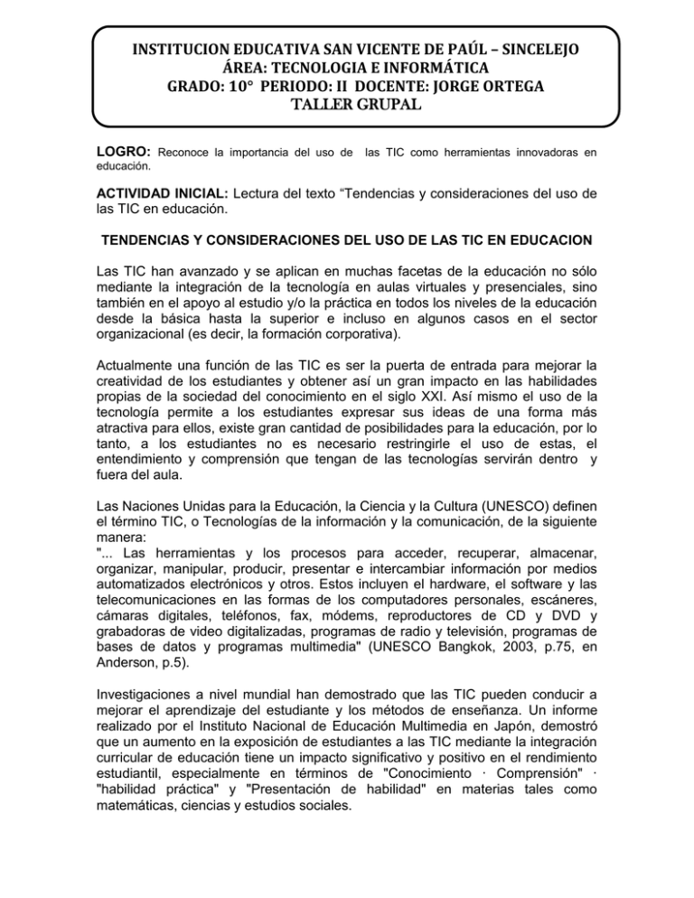 LA IMPORTANCIA DE LAS TIC EN EDUCACION