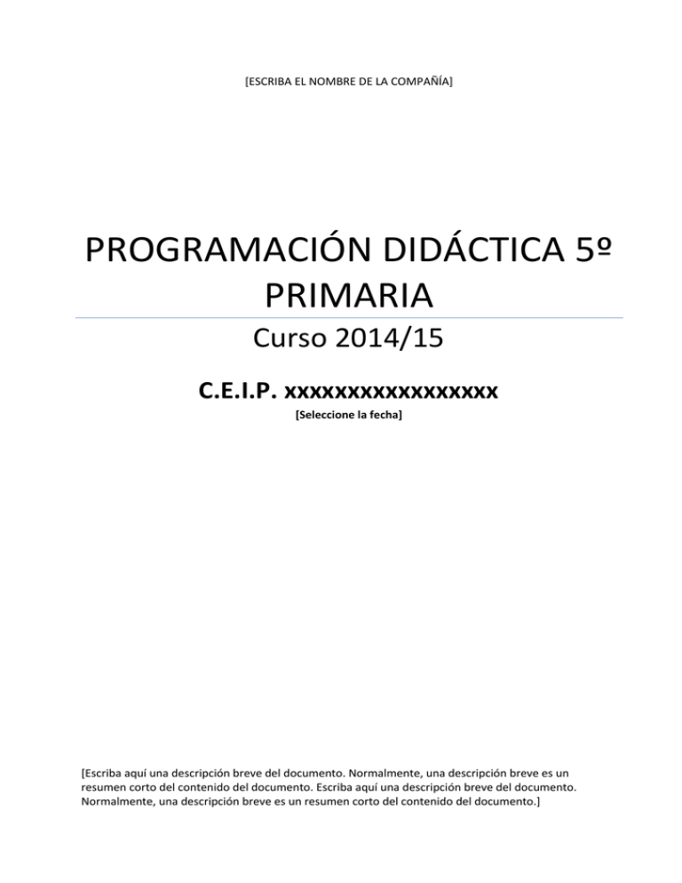 programación didáctica 5º primaria