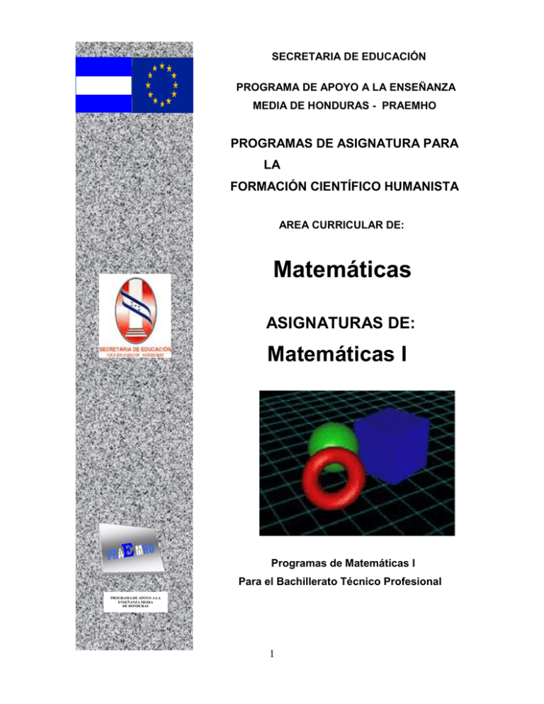 programa de asignatura Matematica I