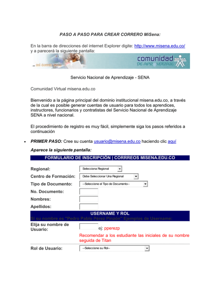 Comunidad Virtual misena.edu.co