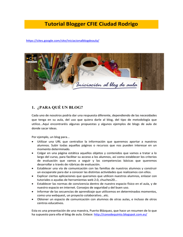 Tutorial Blogger CFIE Ciudad Rodrigo
