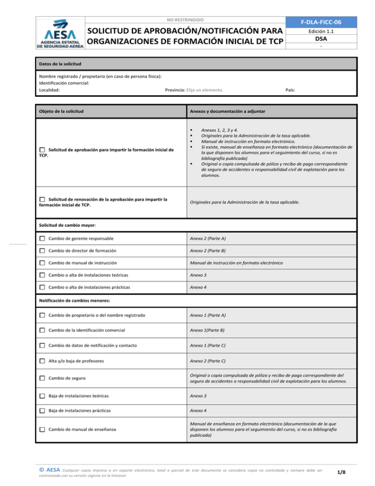 plantilla documentos aesa - Agencia Estatal de Seguridad Aérea