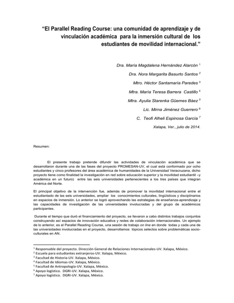 El Parallel Reading Course: una comunidad de aprendizaje y de