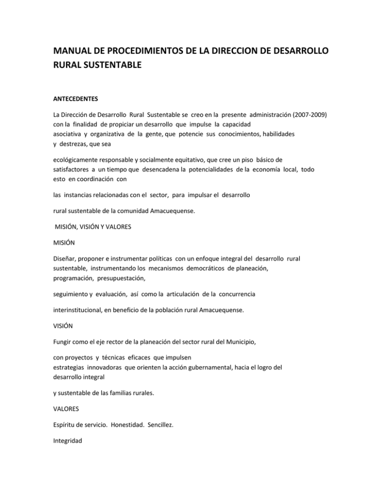 manual de procedimientos de la direccion de desarrollo rural