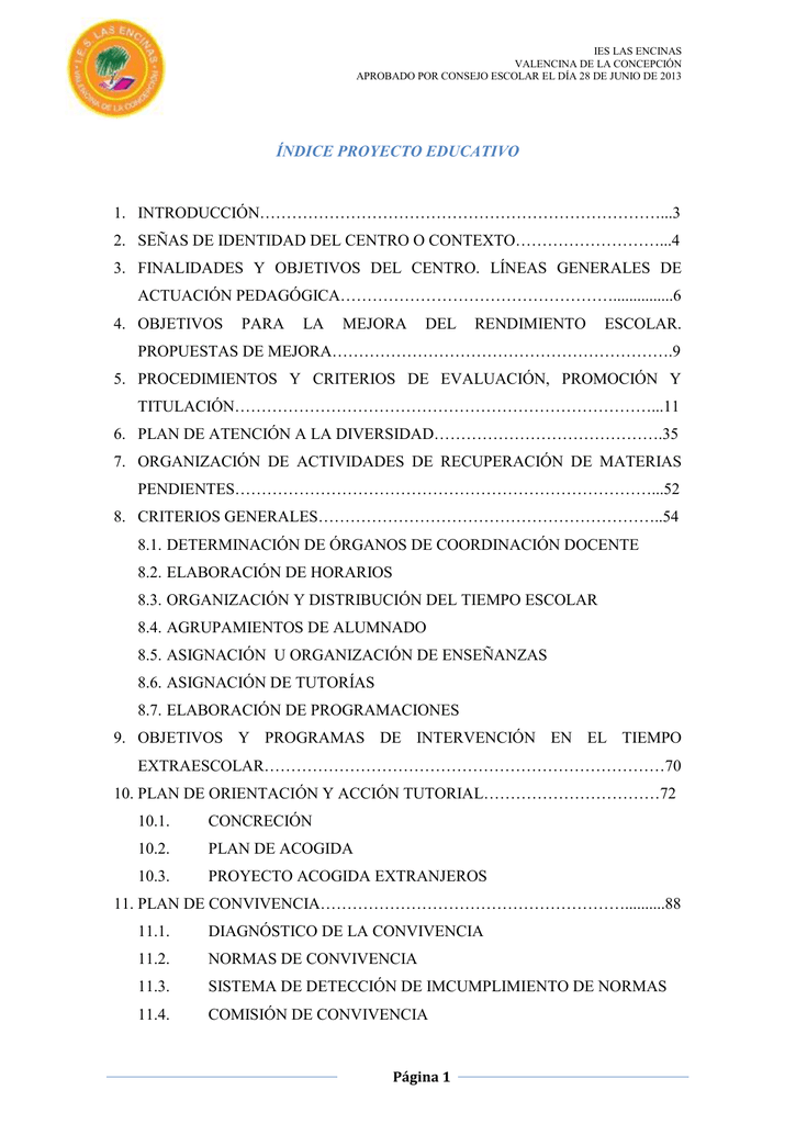 1. INTRODUCCIÓN…………………………………………………………………...3 ÍNDICE PROYECTO EDUCATIVO