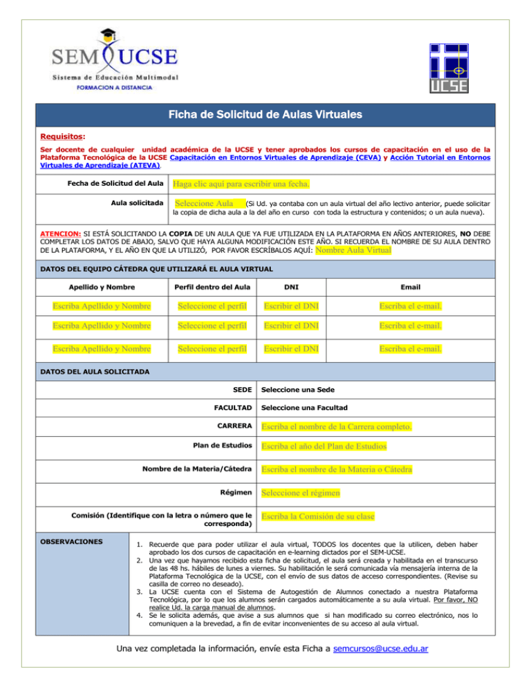 Formulario de Solicitud de Aula Virtual