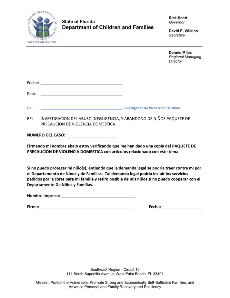 MEMORANDUM - Florida`s Center for Child Welfare