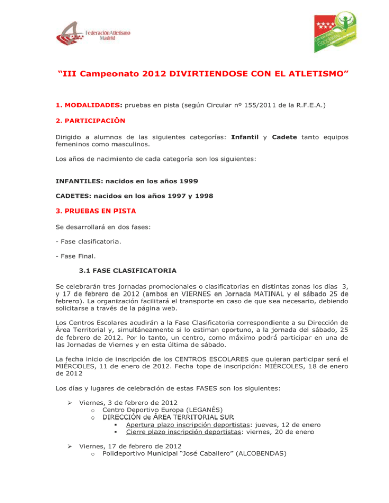PROGRAMA DEPORTIVO ESCOLAR - Federación de Atletismo de