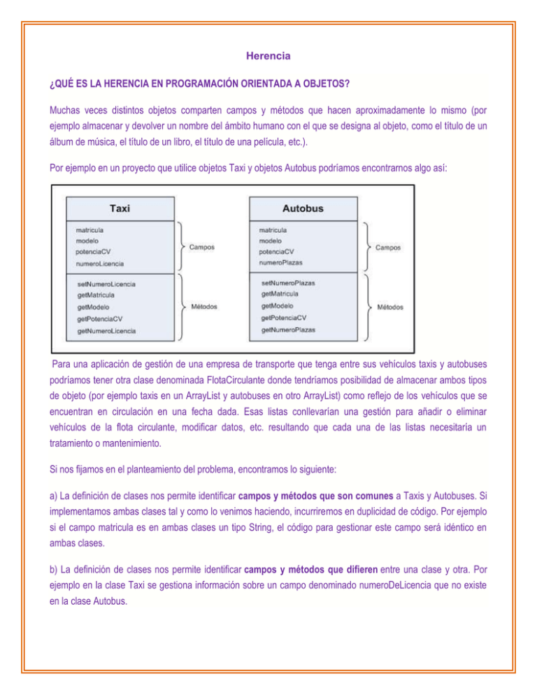 ¿qué es la herencia en programación orientada a objetos?