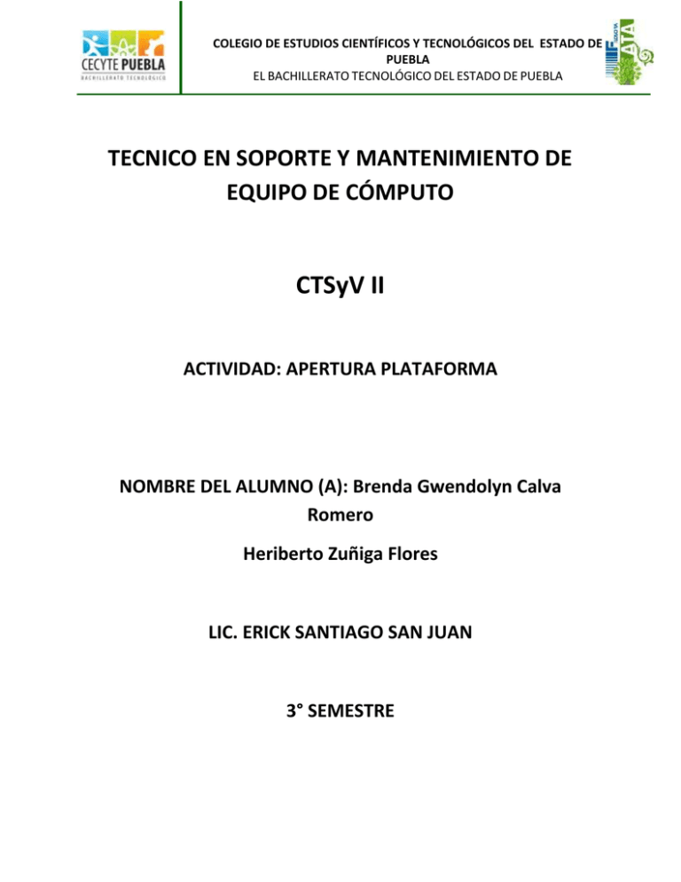 CTSyV II TECNICO EN SOPORTE Y MANTENIMIENTO DE EQUIPO DE CÓMPUTO