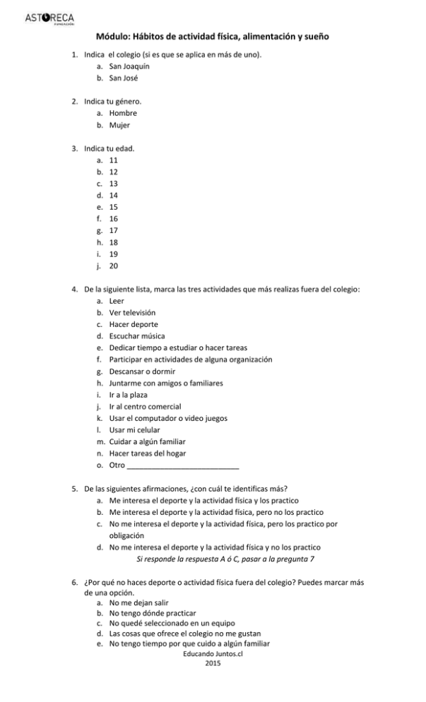 Descargar formato de encuesta para imprimir o