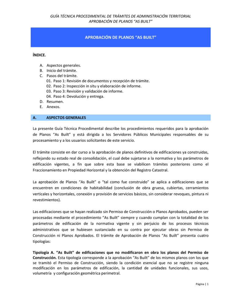 APROBACIÓN DE PLANOS “AS BUILT”