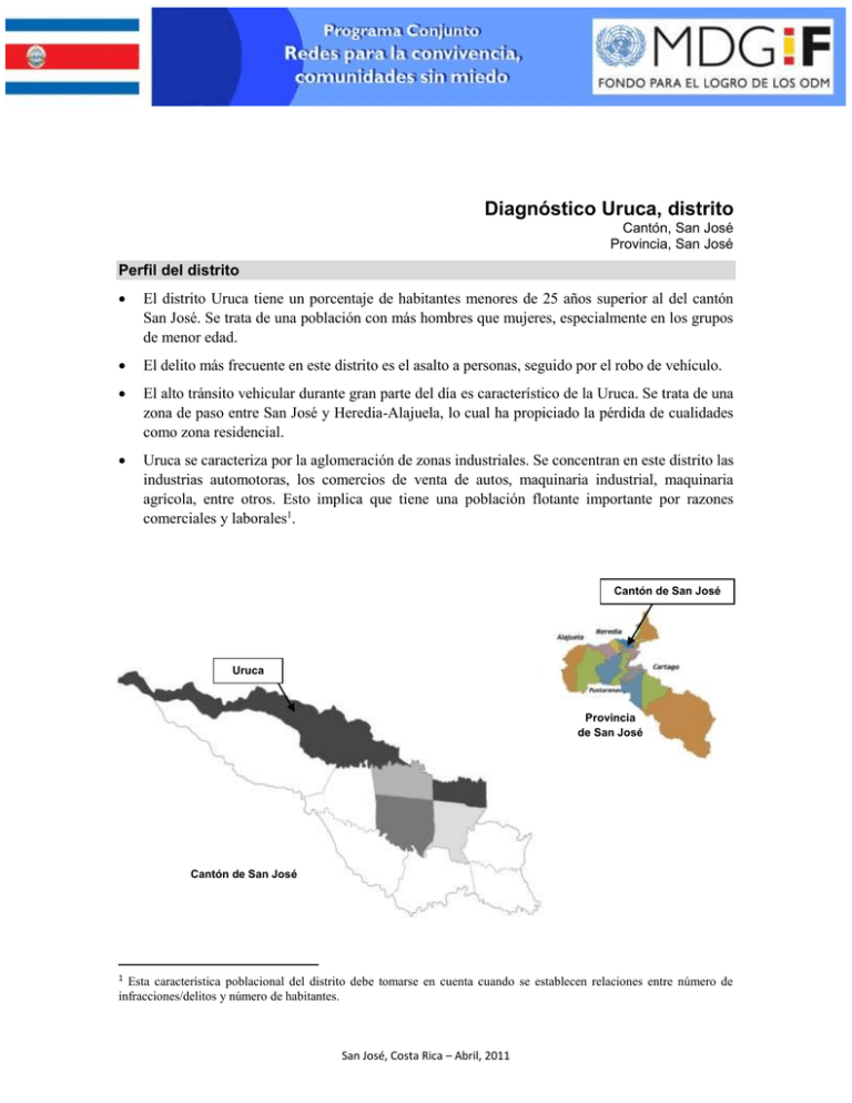 Diagnóstico Uruca, distrito