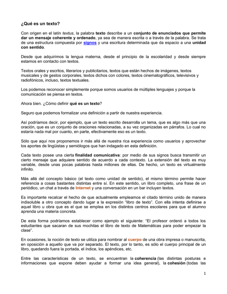 ¿Qué es un texto?
