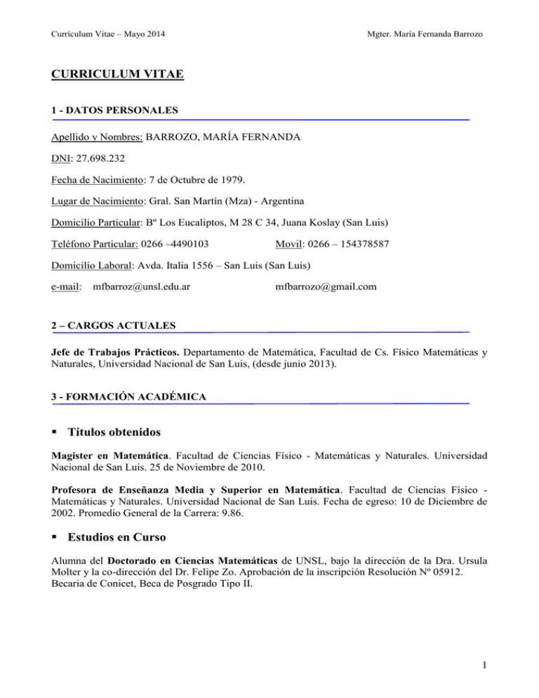 CURRICULUM VITAE