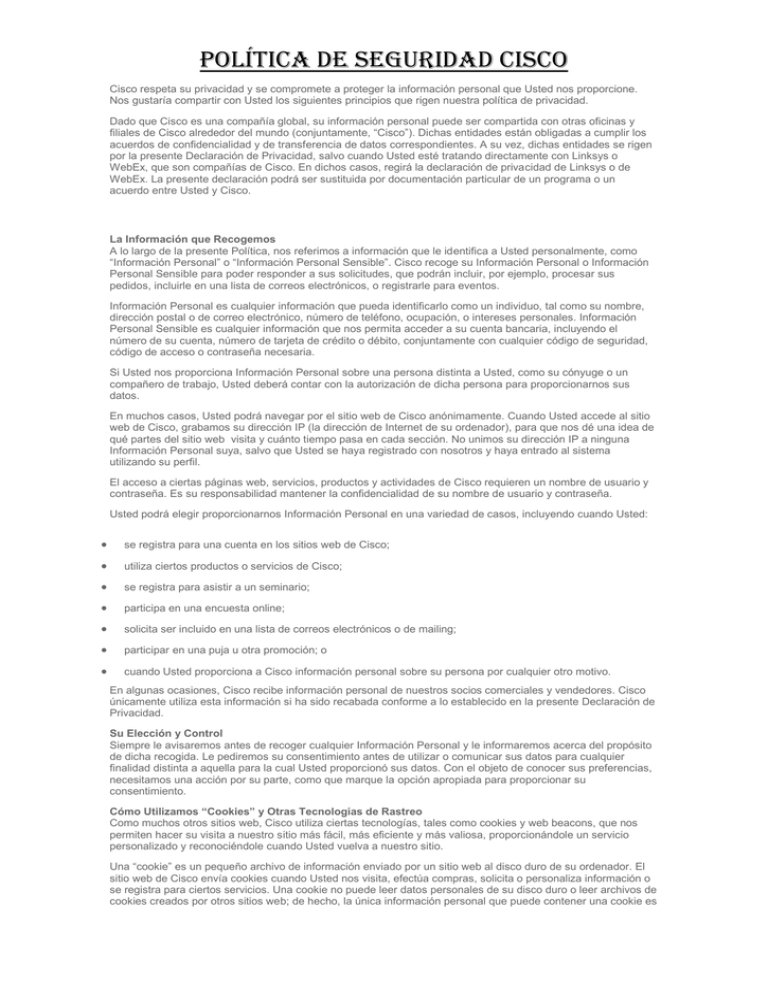 Política de seguridad cisco