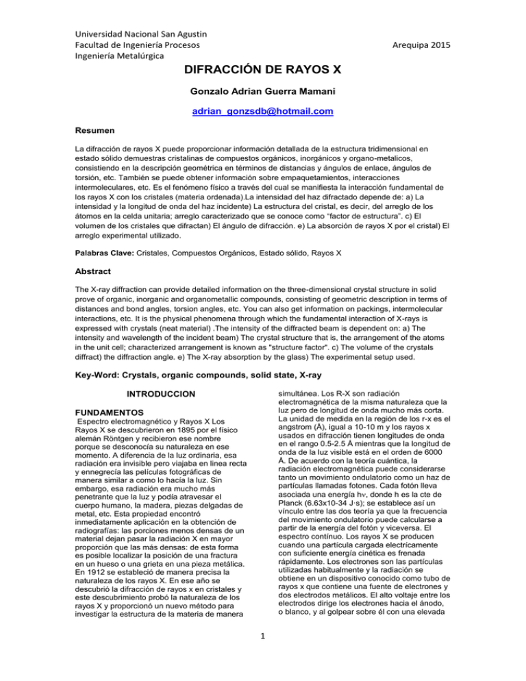 difracción de rayos x