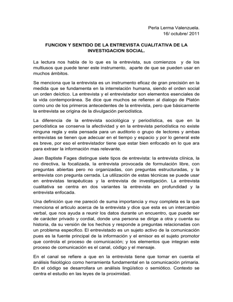 Perla Lerma Valenzuela. 16/ octubre/ 2011 FUNCION Y SENTIDO