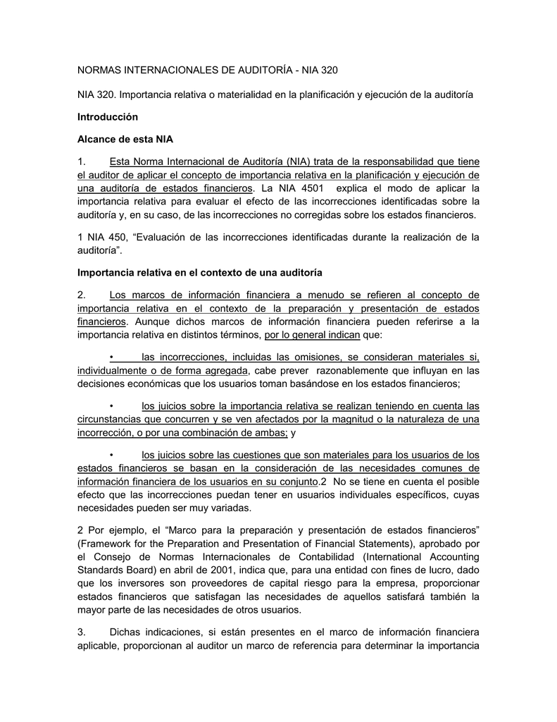 NIA 320 - Prevencion Fiscal Diaz Abascal SC