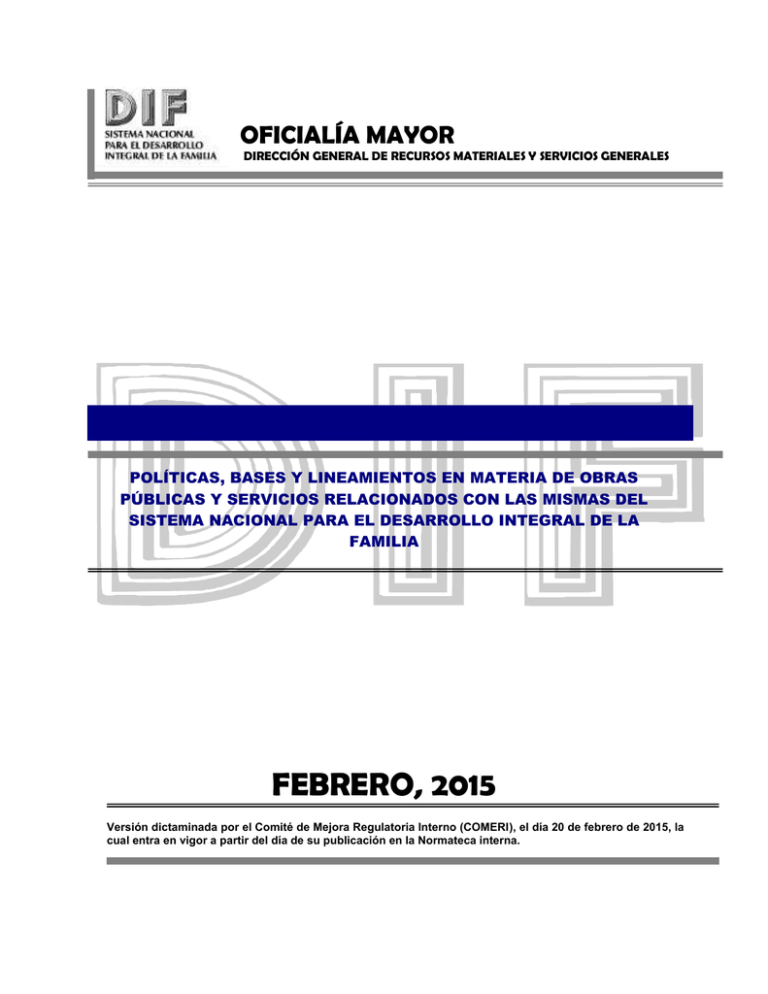 políticas, bases y lineamientos en materia de obras