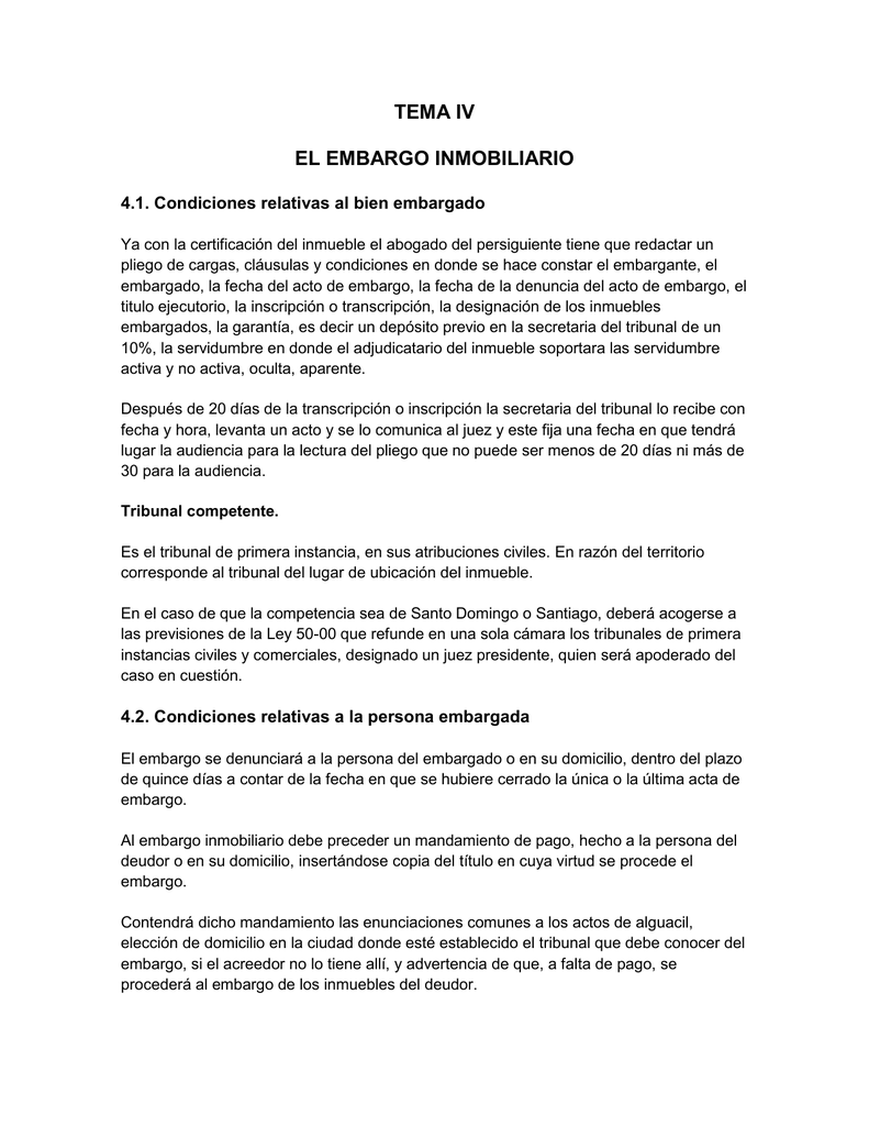 tema iv el embargo inmobiliario