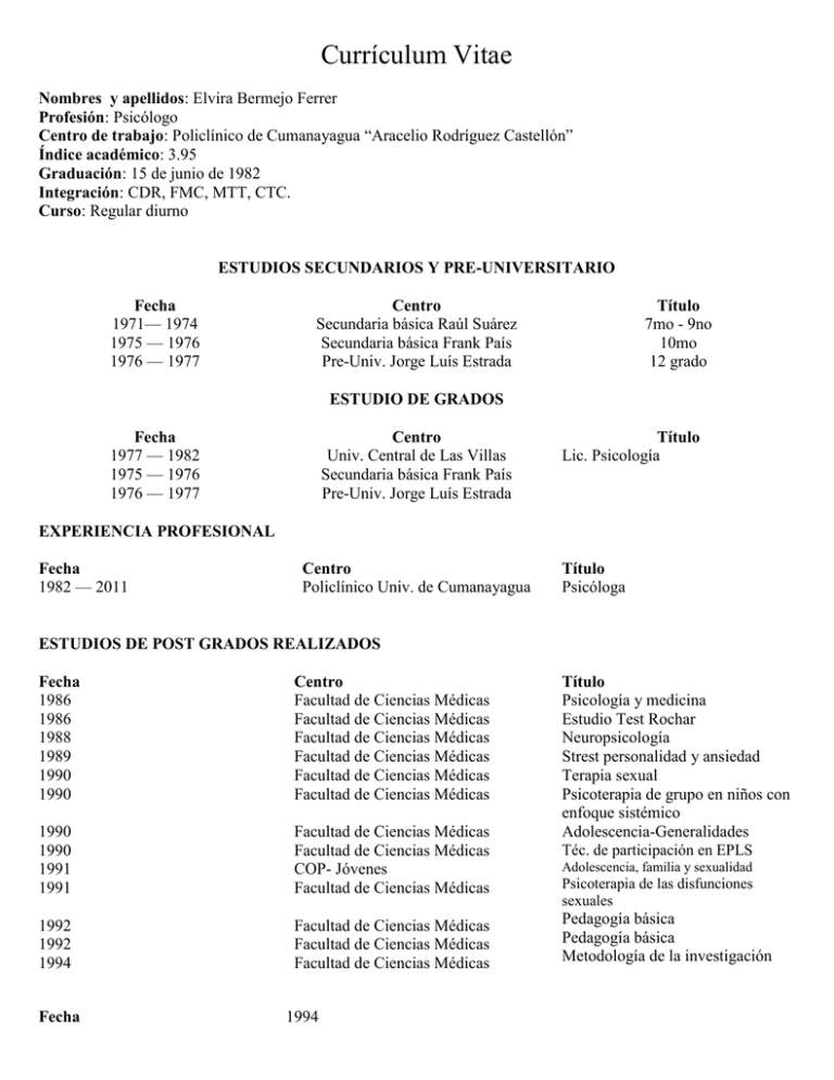 Currículum Vitae