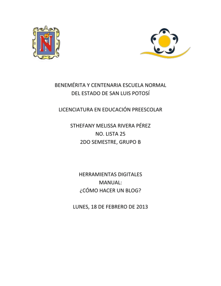 BENEMÉRITA Y CENTENARIA ESCUELA NORMAL DEL ESTADO DE SAN LUIS POTOSÍ
