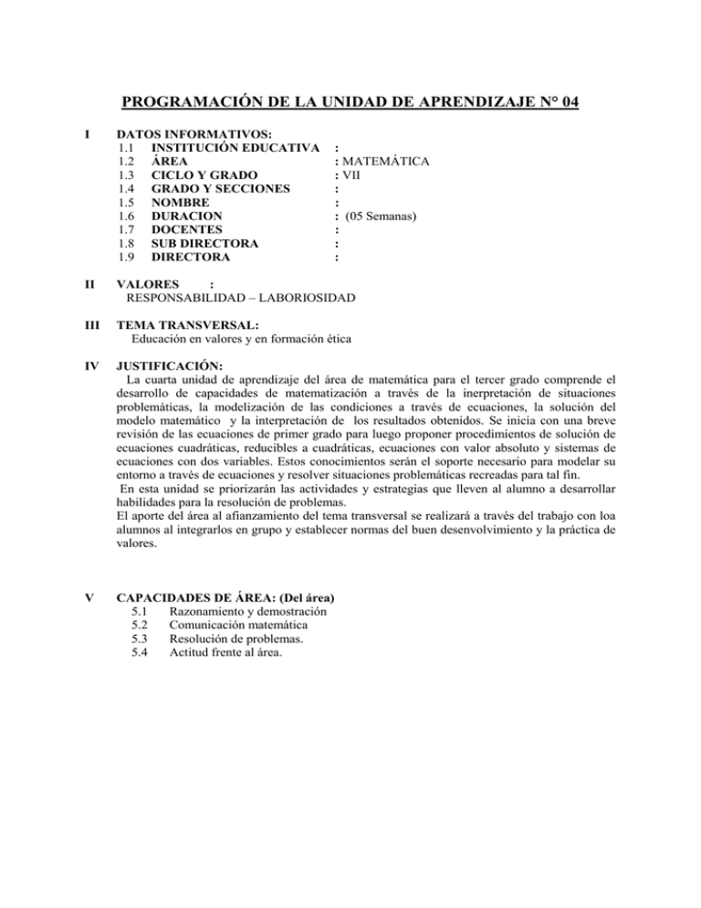 UNIDAD DE APRENDIZAJE-MODELO