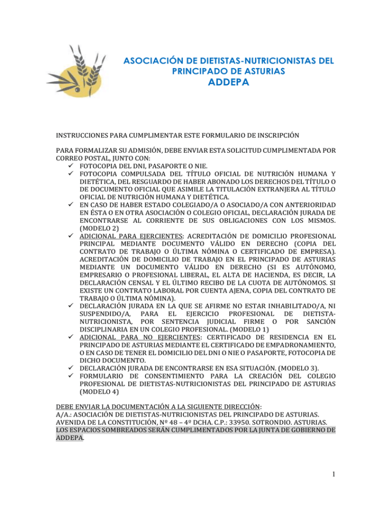 Formulario de inscripción ADDEPA