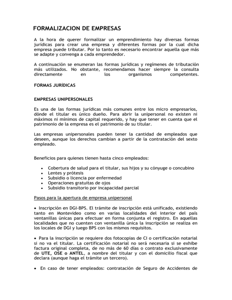 Formalización de Empresas