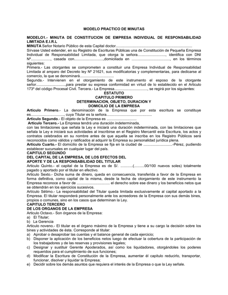 MODELO PRACTICO DE MINUTAS