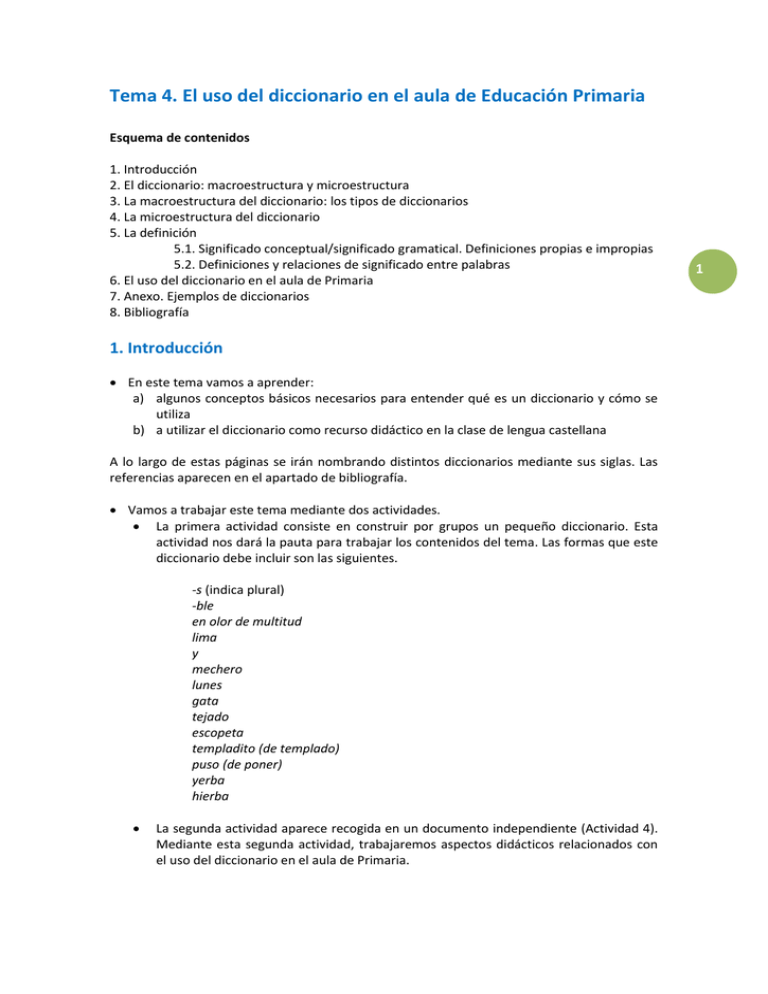Tema 4. El uso del diccionario en el aula de...