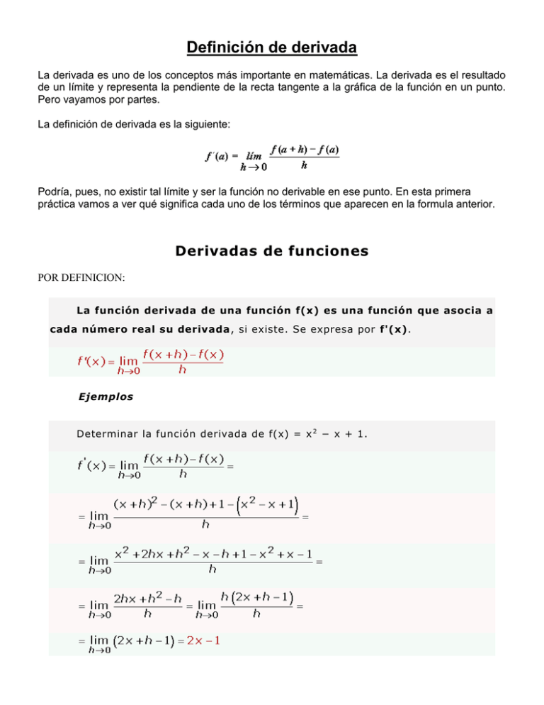Definición de derivada