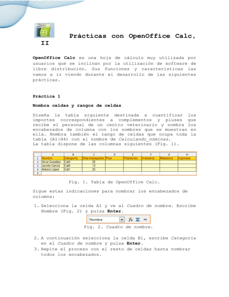 Prácticas con OpenOffice Calc II