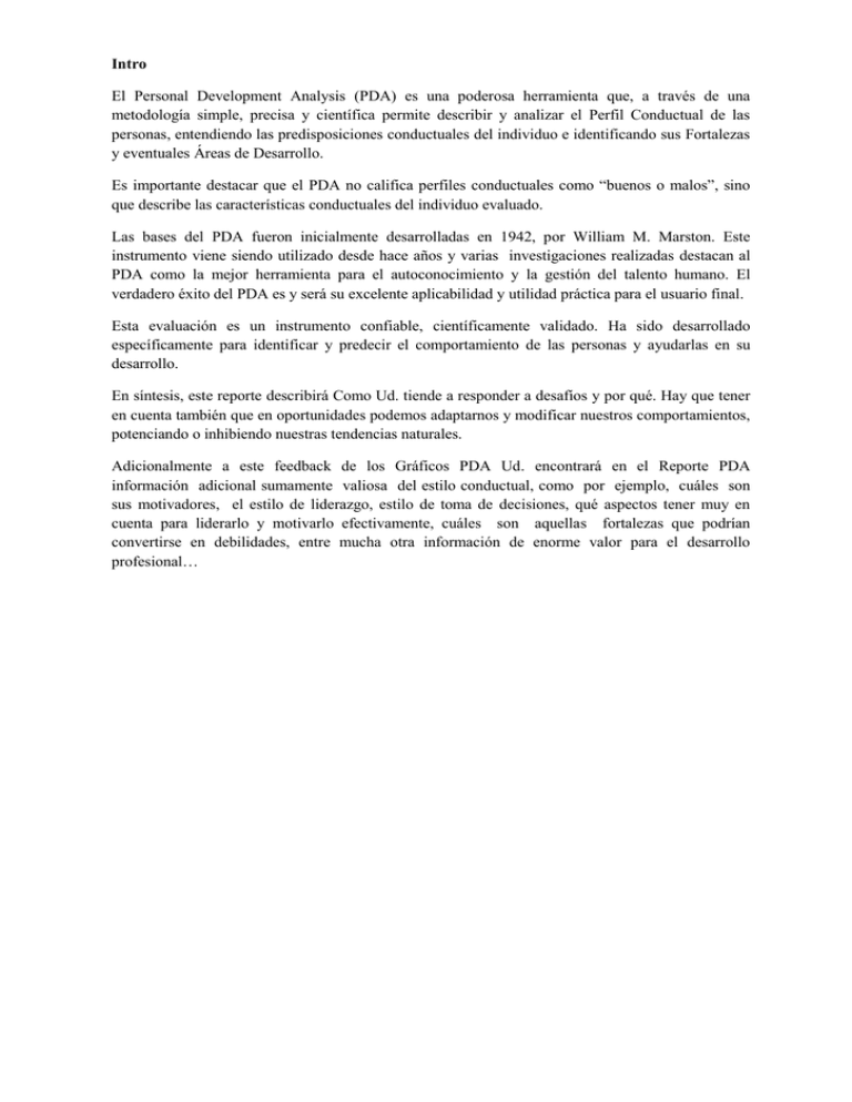 Intro El Personal Development Analysis (PDA) es una poderosa