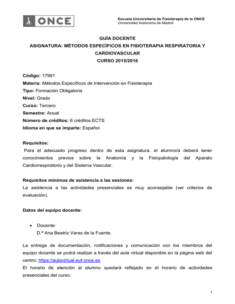 Métodos Específicos en Fisioterapia Respiratoria y Cardiovascular
